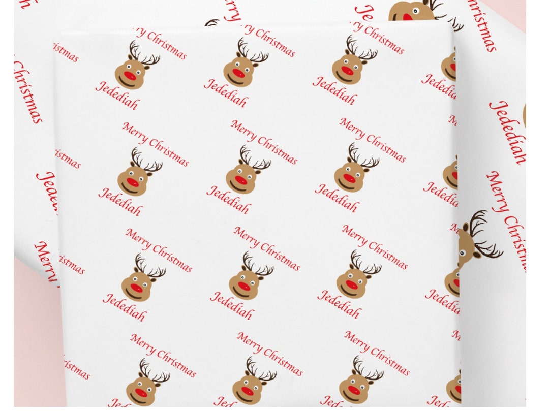 Reindeer Christmas Wrapping Paper, Personalised Reindeer Christmas ...