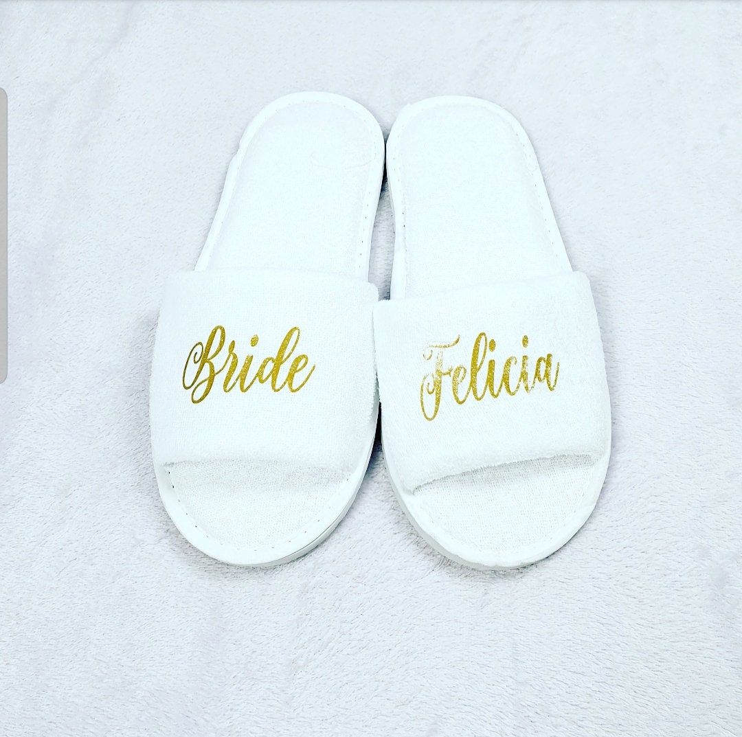 Personalised Wedding Slippers With Name and Role Bridesmaid Spa ...