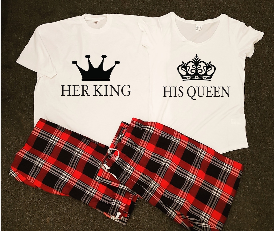 His Queen Her King Pyjamas: Tartan Cotton Couple's Set - Etsy