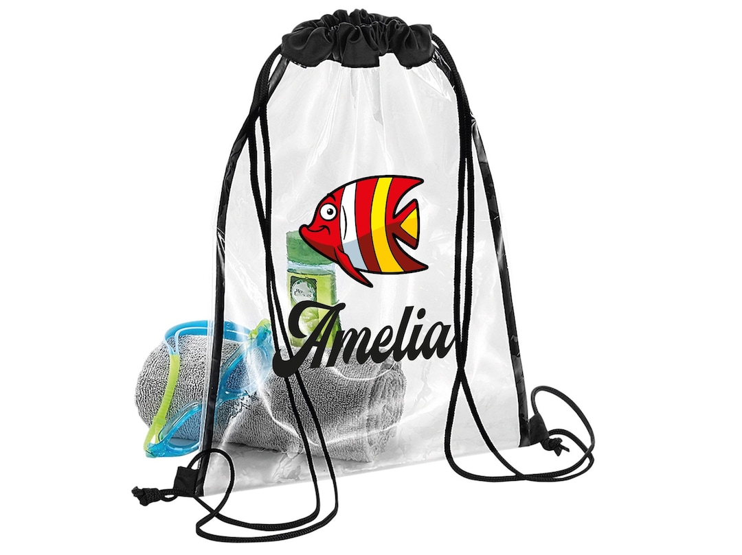 Personalised Swim Bag, Custom Name Fish Swimming Bag for Boys and Girls ...