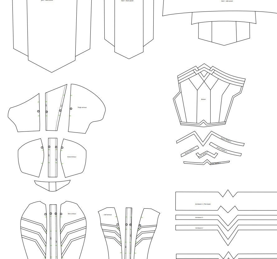 Wonder Woman Foam Armour Pattern Tiara, Armband, Legs, Bracers and ...
