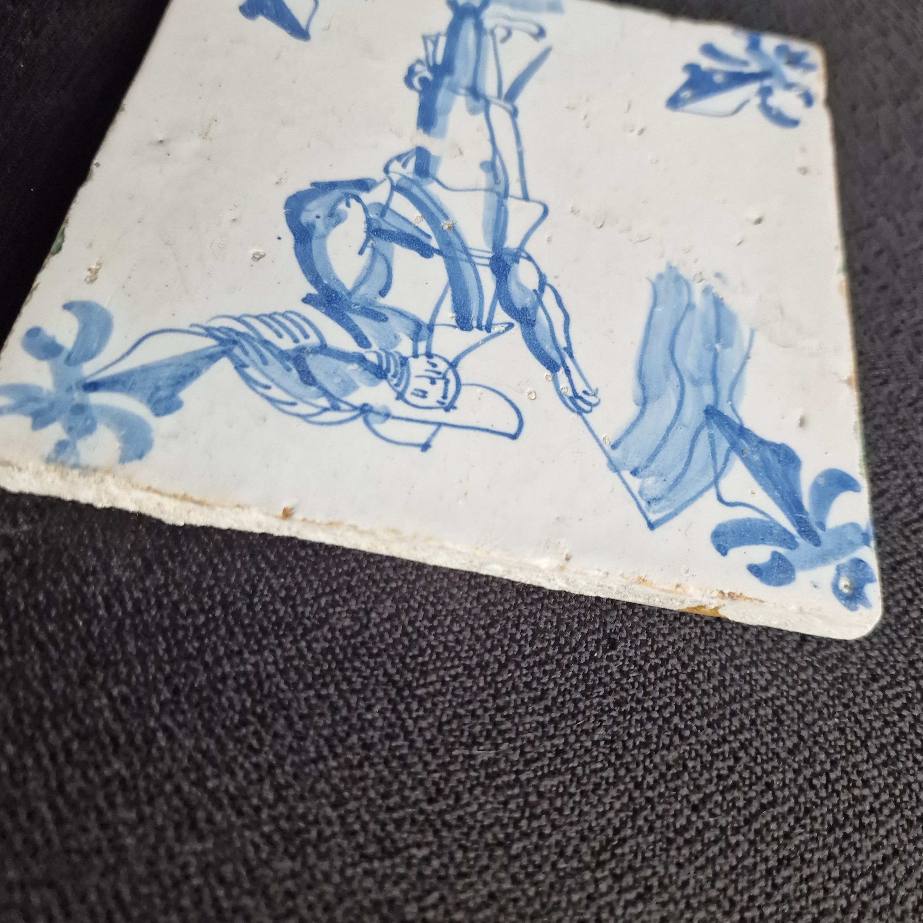 Antique Dutch Delft 17t Tile With Flag Noble Man or - Etsy