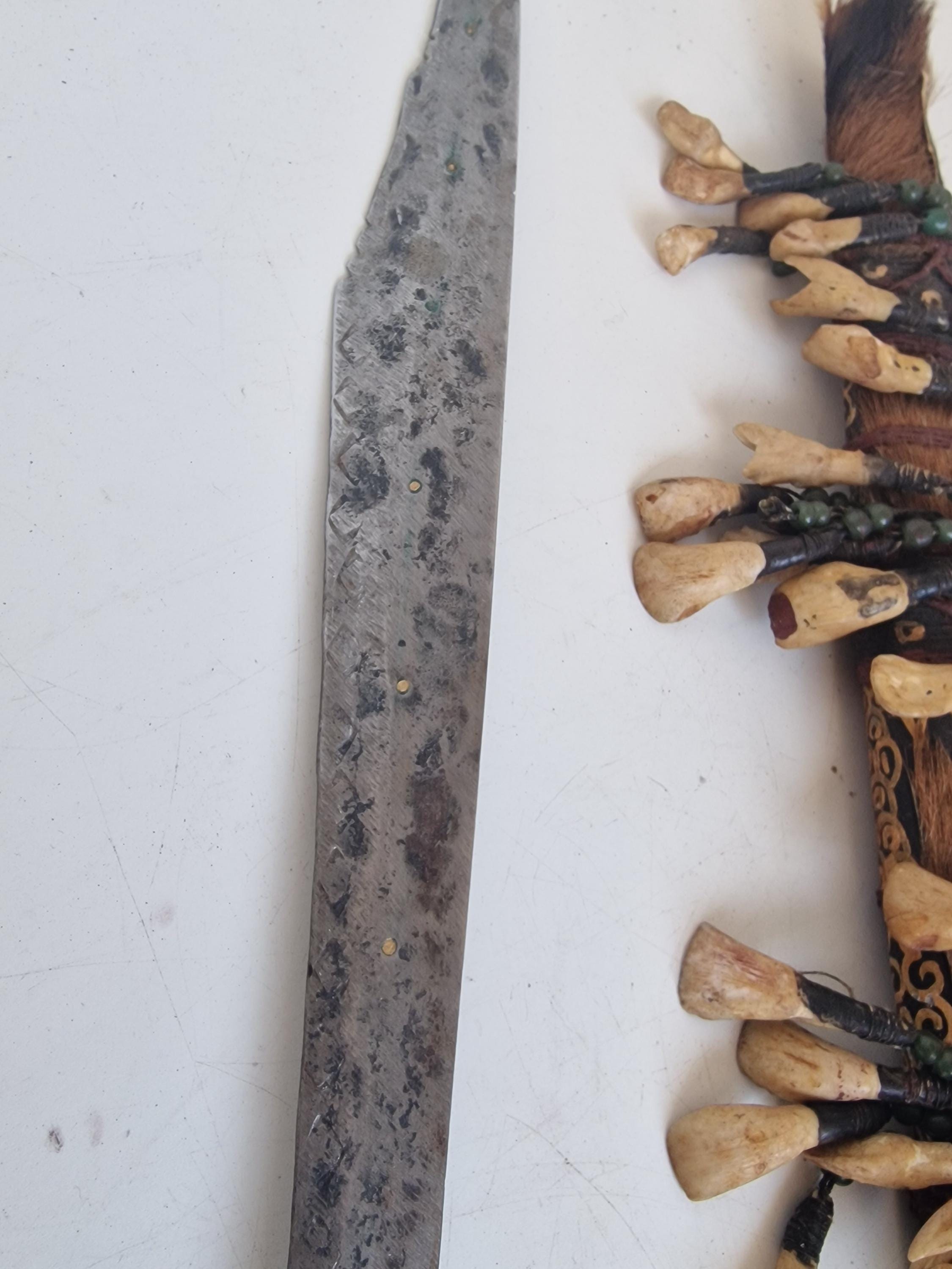 Authentic Dayak Mandau Sword – Tribal Headhunter Weapon With Carved ...