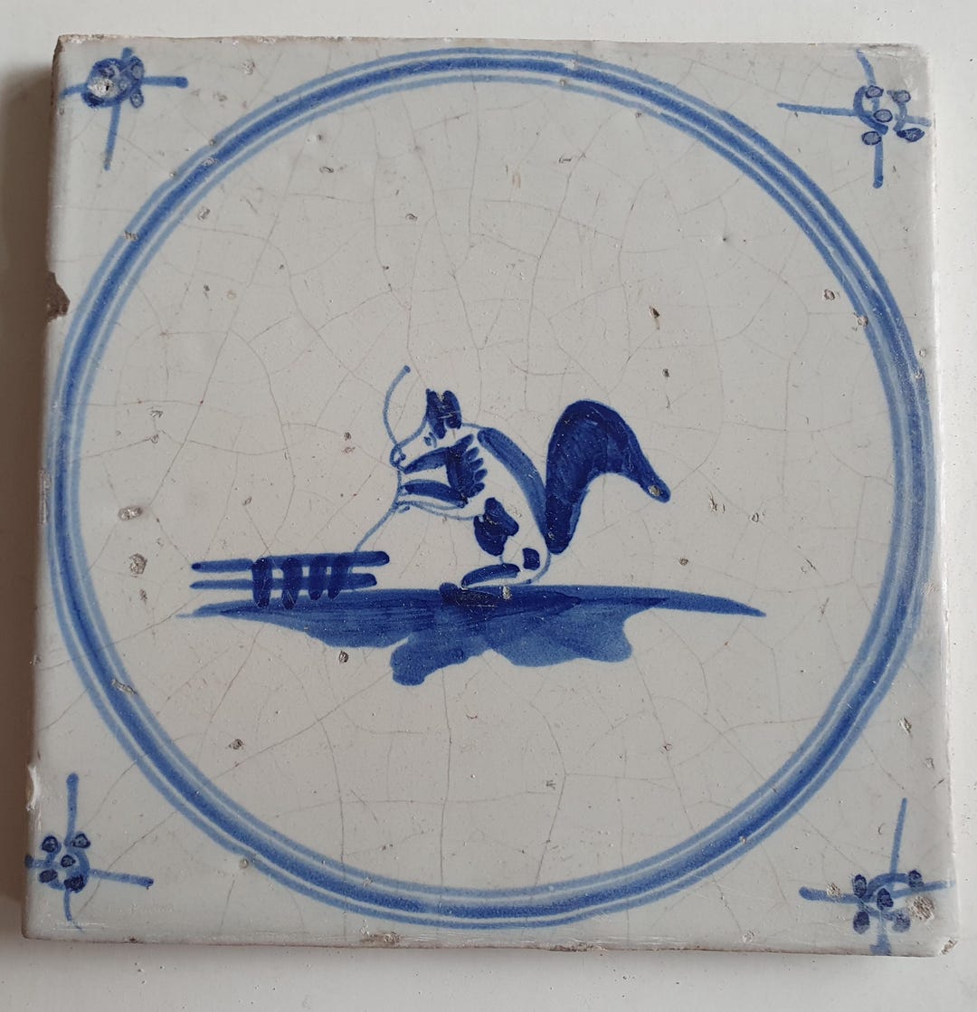 18th Rare Antique Dutch Delft 3 Double Circle Tile 18th Century ...
