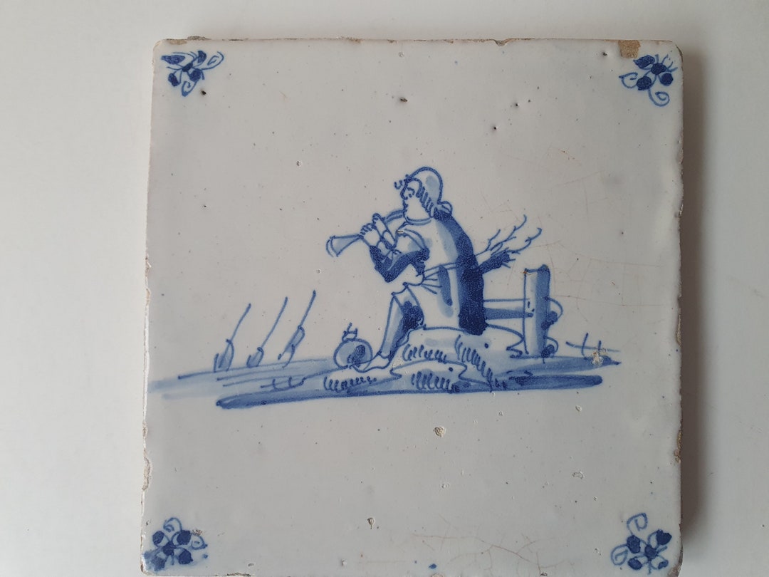 Mythology Tile, Flute, 17th Century Antique Dutch Ca 1675-1700, Nice ...