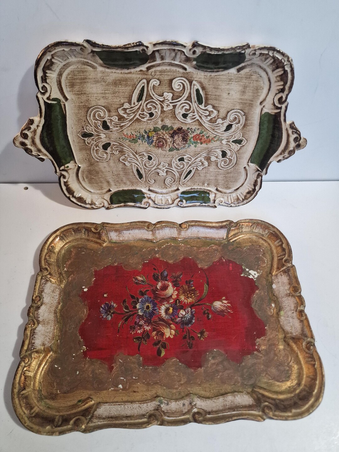 Small Venezian Italian Florentine Tray in Gold , Wood, 1960s Firenze ...
