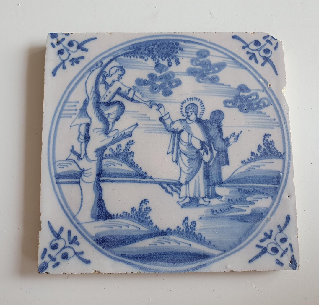 This Antique Delft Tile Depicts the Biblical Scene , Antique Dutch ...