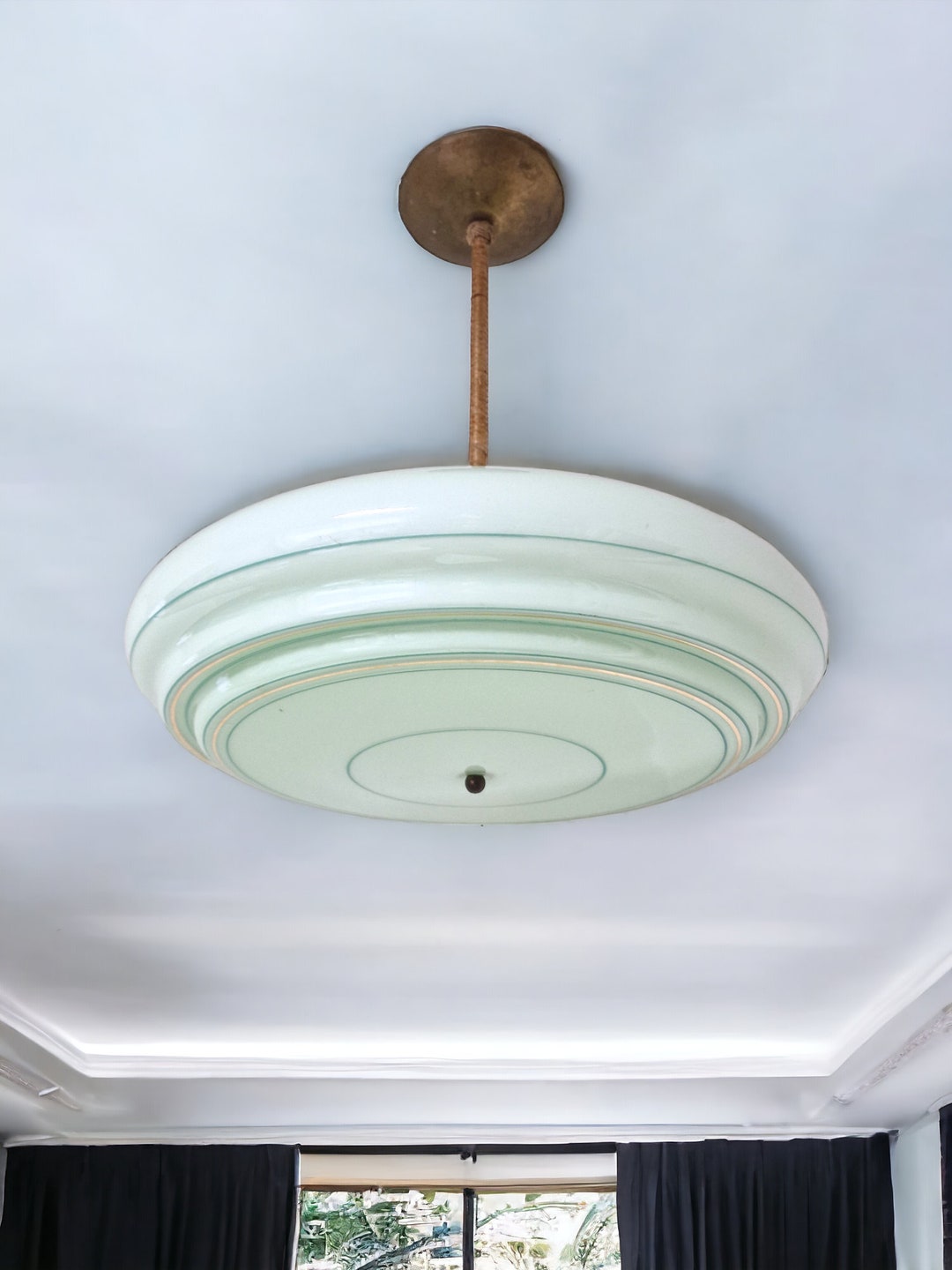 1920's Soft Mint Trapeze Holland Stanglamp Trapeze Schoollamp Opalin ...