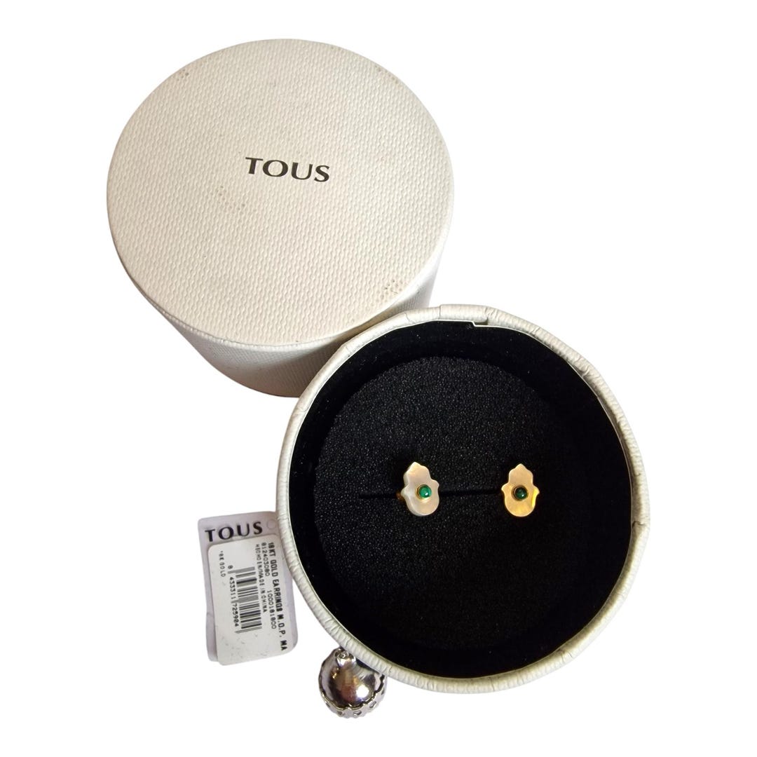 Tous 18k Gold Earring Symbol for Happyness and Prosperity! Oorbellen 750 18K, Malachite, Mother ...