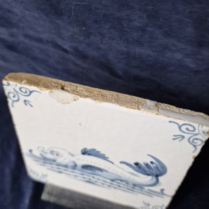 Fish Dutch Delft Blue Tile Nederlandse Tegel - Op Zee Grond, 17e Eeuw ...