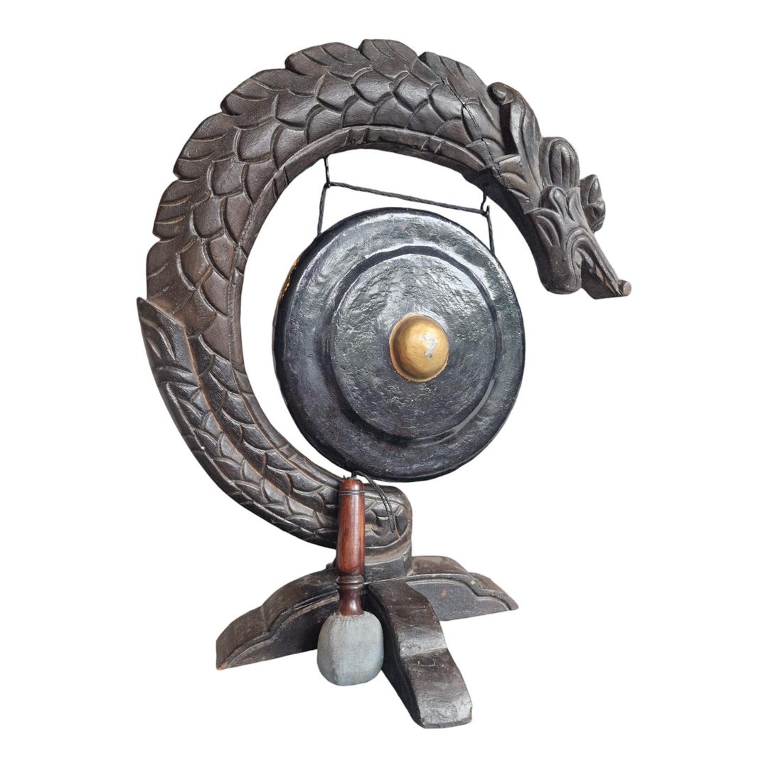 XXL Old Chinese Gong, Gong China Dragon, Handgesneden , Stok En Hanger ...