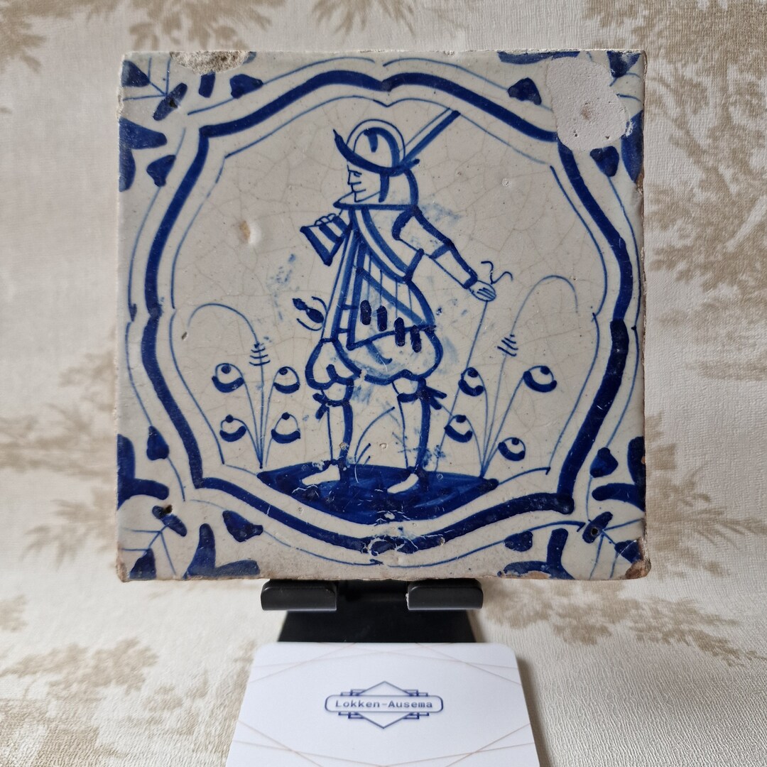 Antieke Hollandse Dutch Delft Blue Tile, Ca 1625, Meander Accolade Hoek ...