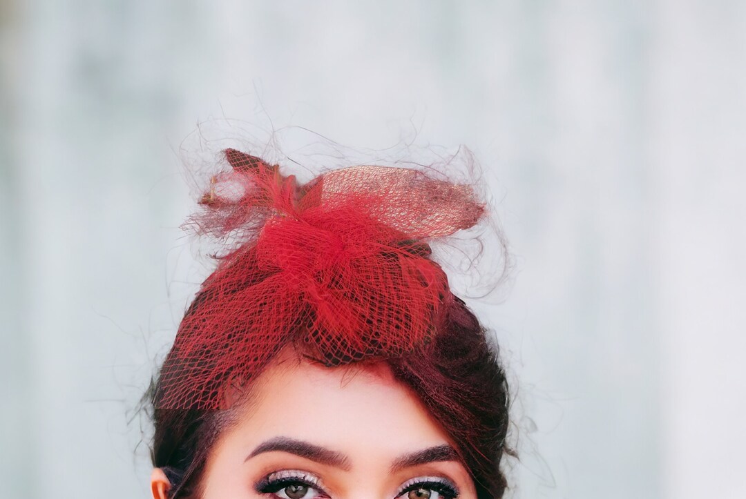 CARTIER Fascinator French Hat Head Top Red Mesh Luxury Royal Superb ...