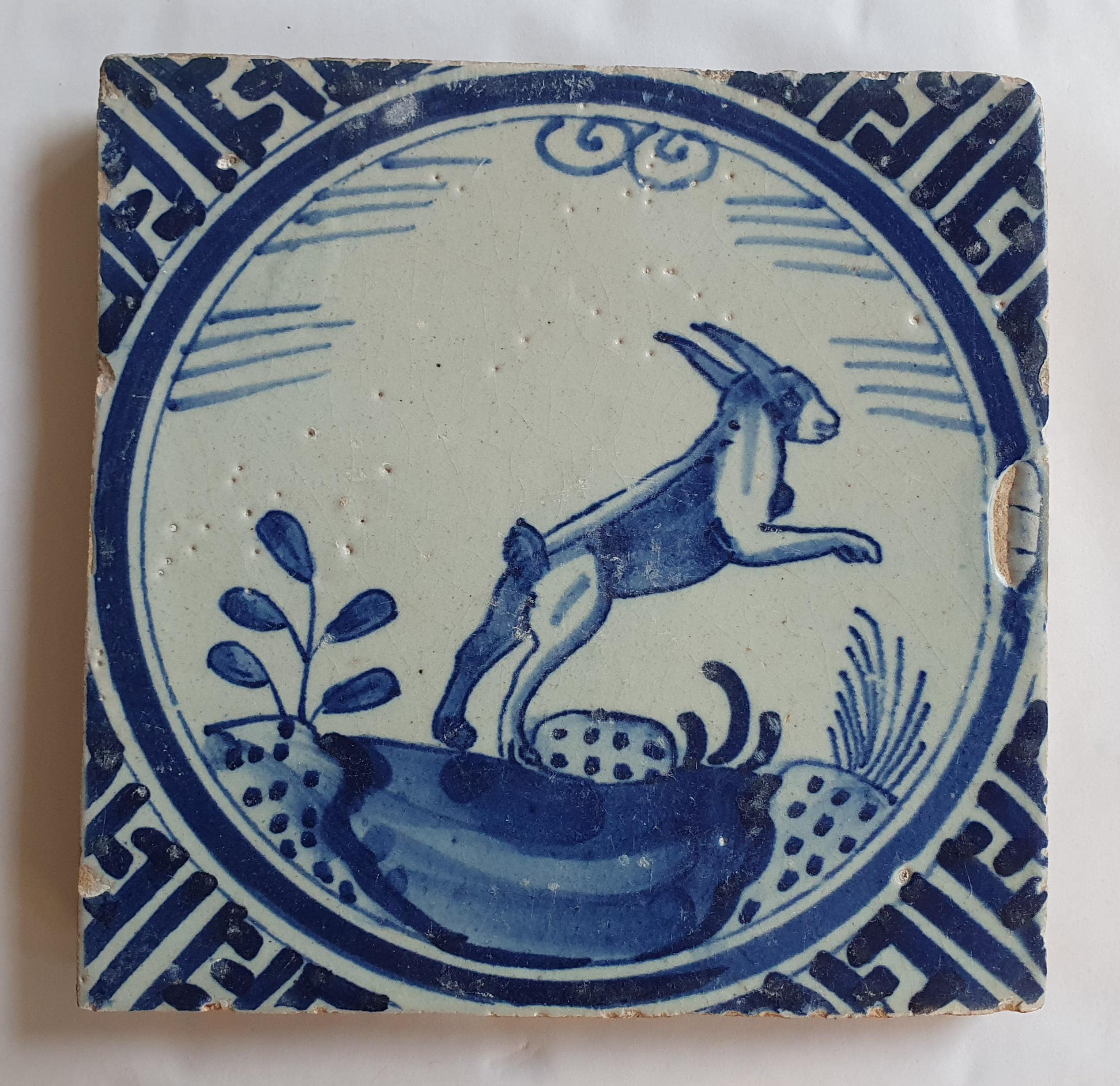 Antique Dutch Tile - Rotterdam Kroontegel, Rotterdamse, HARE Haas ...
