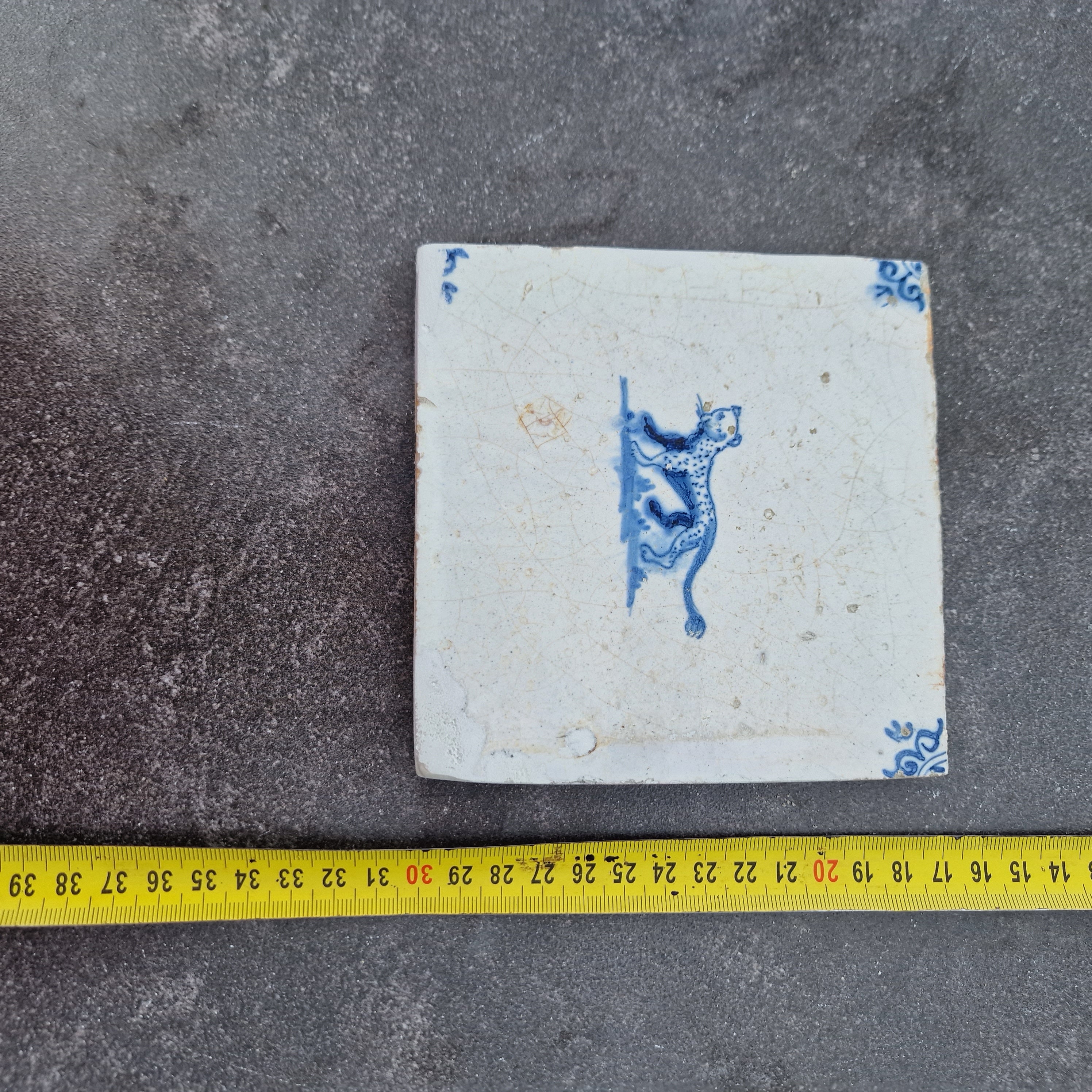 17th Century Antique Dutch Tile Leopard Cheetah RARE Oxhead - Etsy