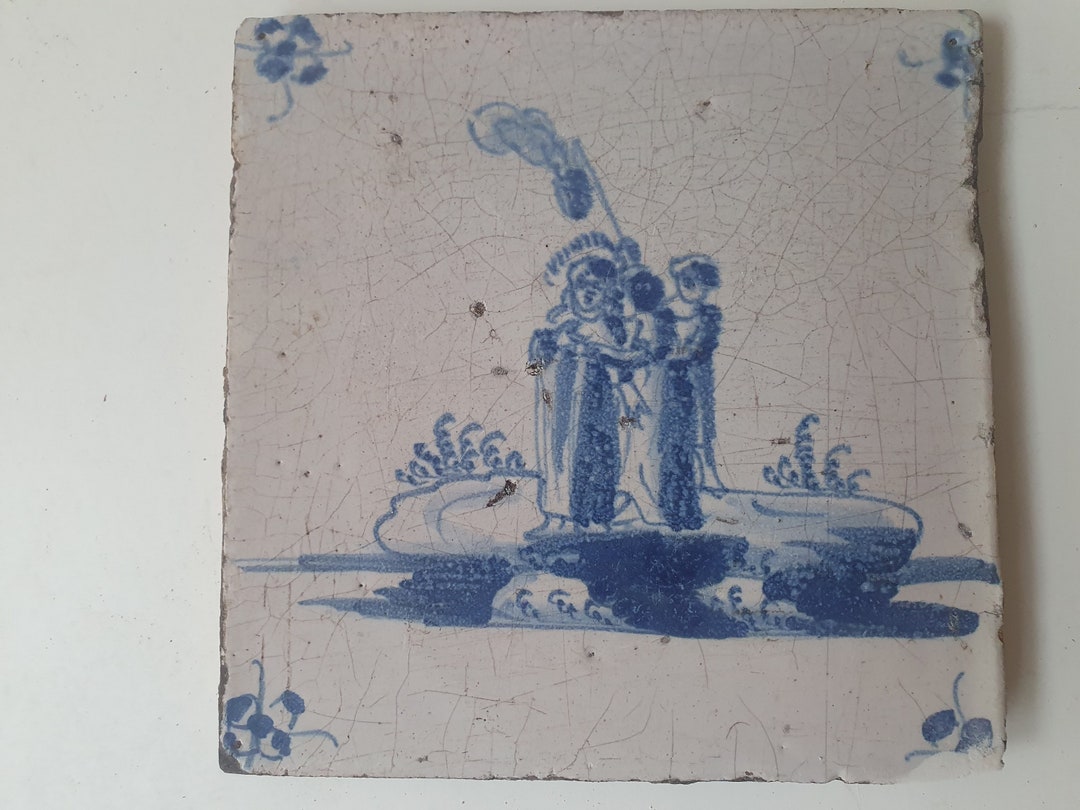 Antique Delft Blue Tile, Biblical Scene, 18th Century - Etsy