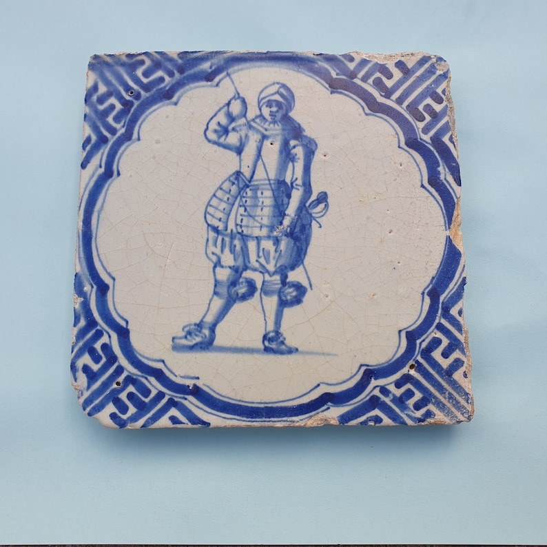 Antieke Hollandse Dutch Delft Blauwe Tegel Ca 1625 Meander - Etsy