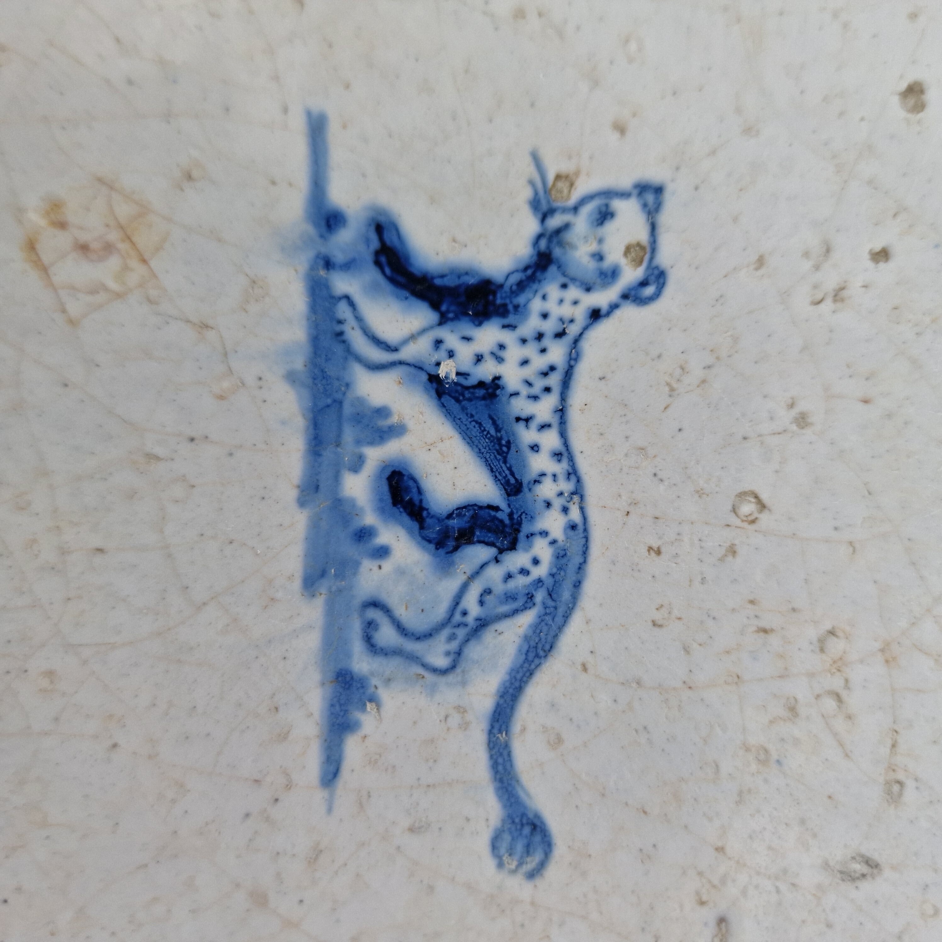 17th Century Antique Dutch Tile Leopard Cheetah RARE Oxhead - Etsy