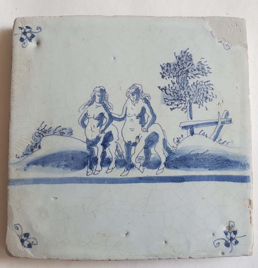 Centaurs Dutch Delft Blue Tile Nederlandse Tegel Op , 17e Eeuw, 17th ...