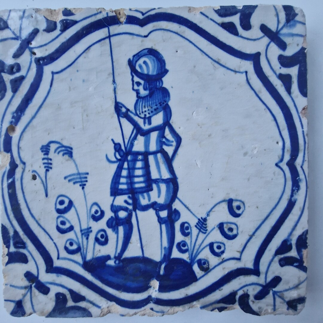 Antique Dutch Delft Tile, Meander Soldier Motif, Ca 1625 - Etsy