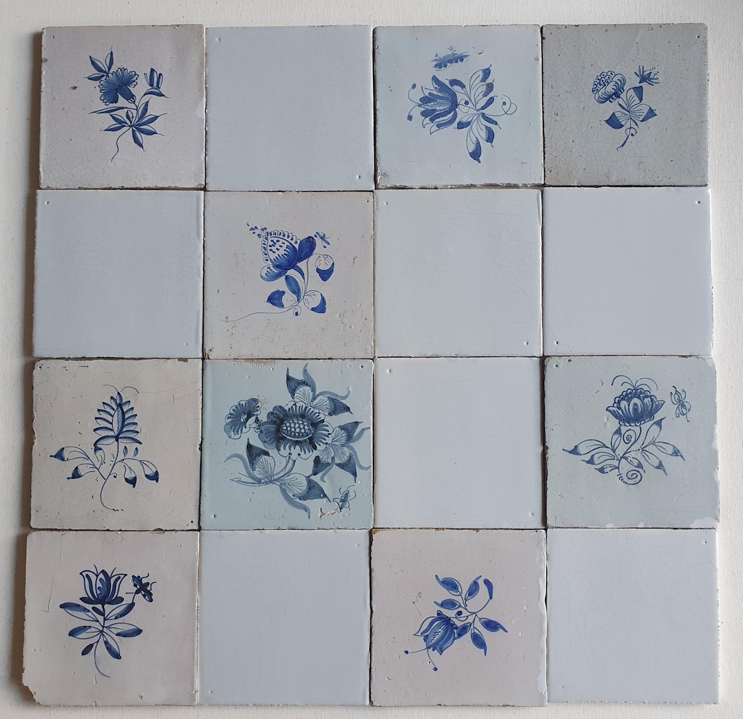 16 X Handmade Delft Tiles Dutch White Build in for Tilefield Field ...