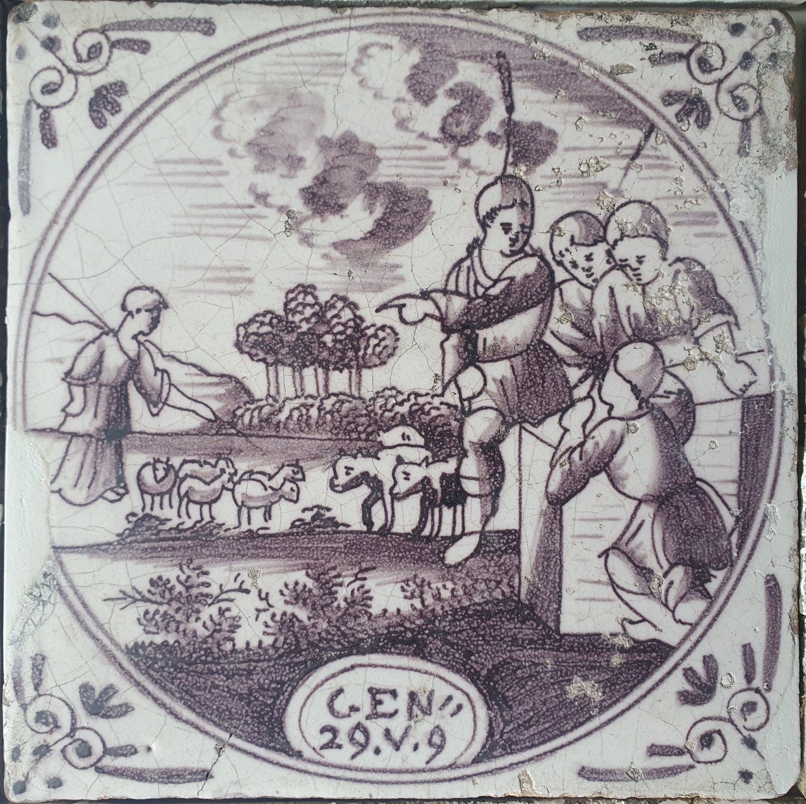 Nine 9 X 18th Century Antique Dutch Tiles Manganese Bible Biblical ...