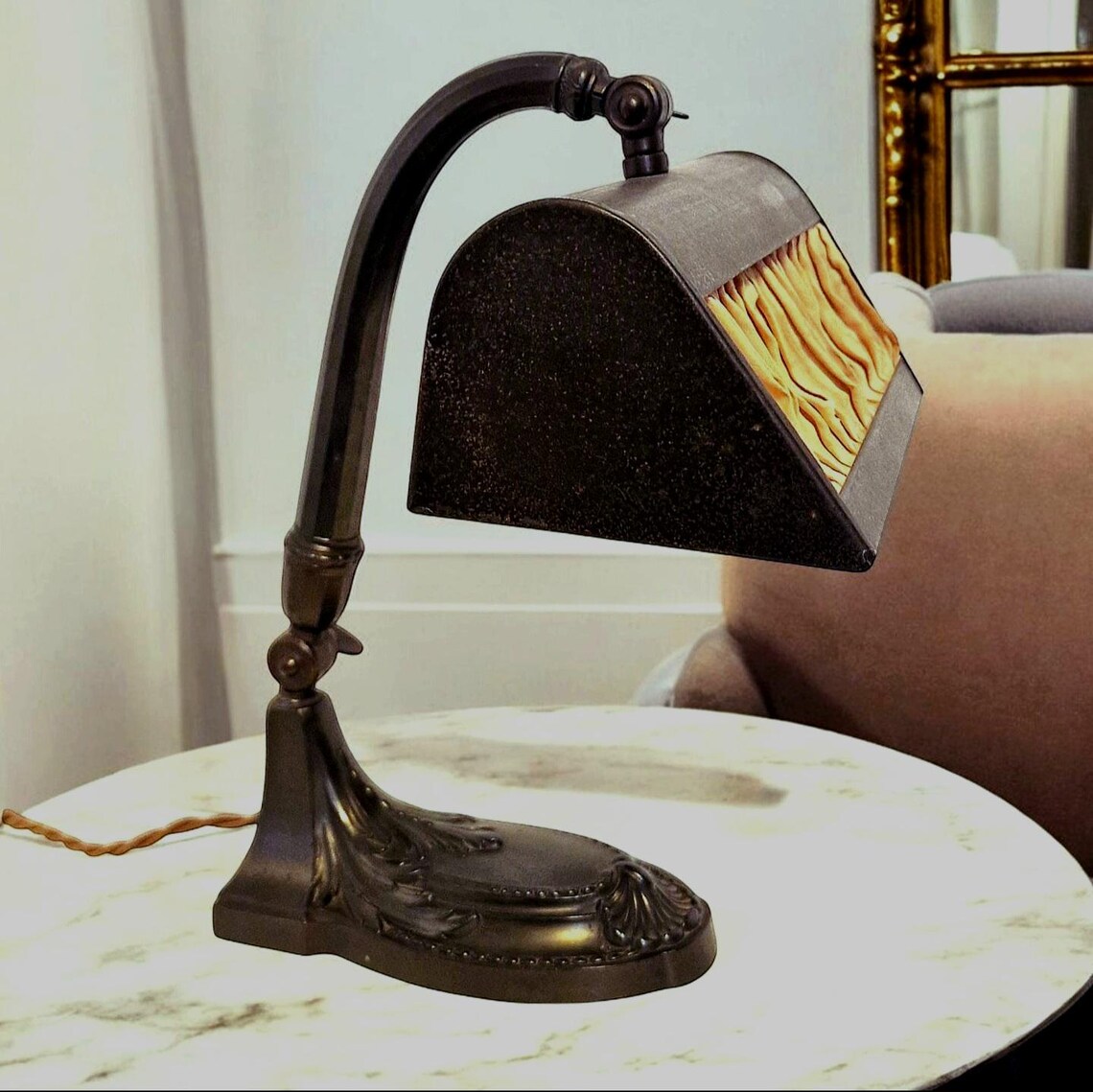 Art Nouveau Desk Lamp, Jugendstil Clerk Lamp, Adjustable Shade - Etsy