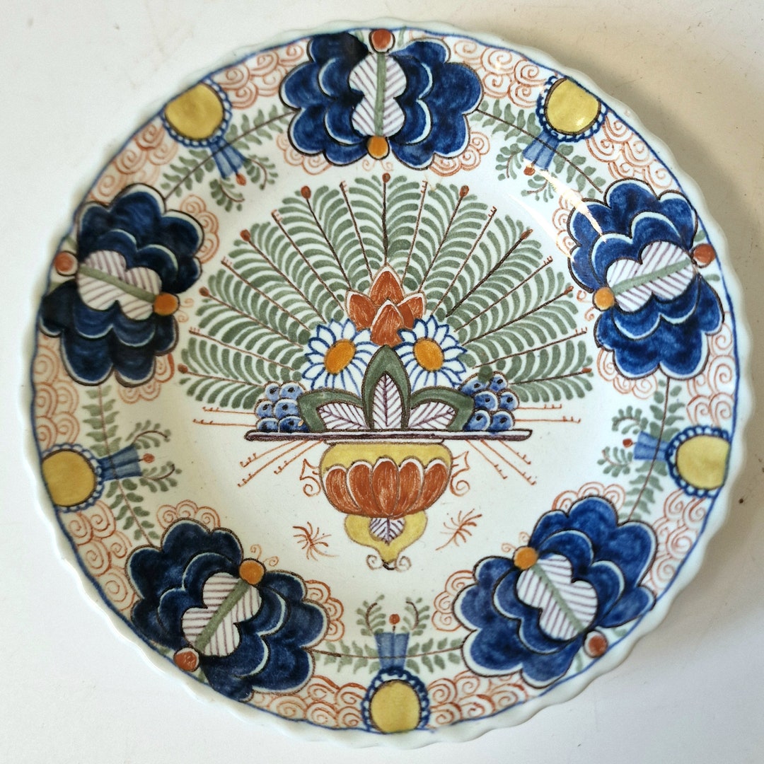 Dutch Delft Plate, Gelobd Bord, Pauw Schotel, Polychrome Century, Delft ...