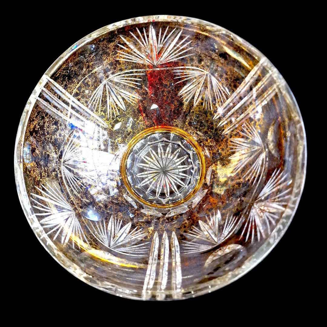 Large Gold Flake Leadcrystal Gold Dust Bowl High Quality Perfect Beauty ...
