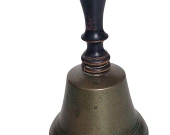 Old Antique Monk Meditation Walking Bell, Bronze and Wood Asian China ...