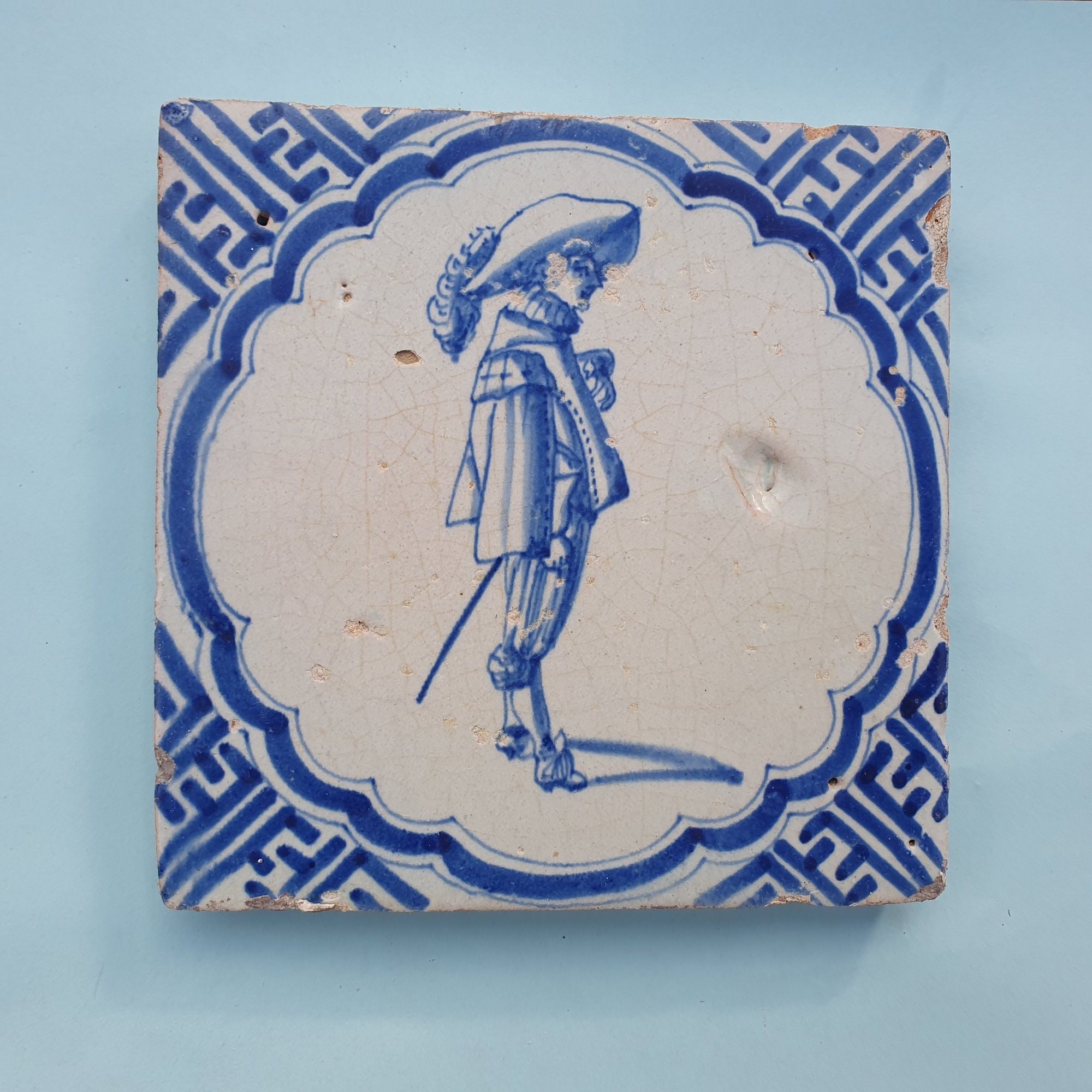 Antique Delft Tile, Dutch Musketeer, Ca 1625 - Etsy