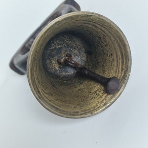 Old Antique Monk Meditation Walking Bell, Bronze and Wood Asian China ...