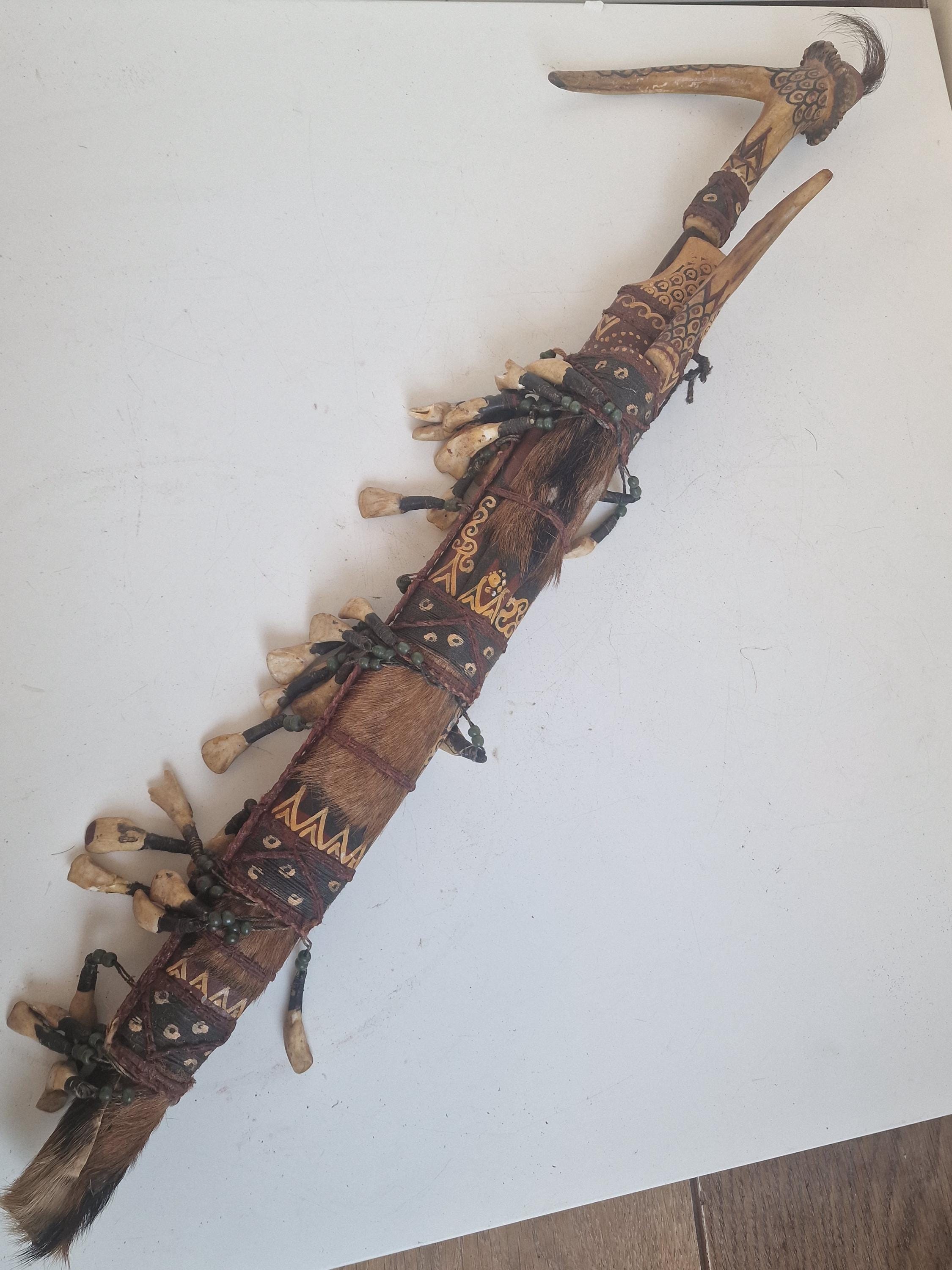 Authentic Dayak Mandau Sword – Tribal Headhunter Weapon With Carved ...