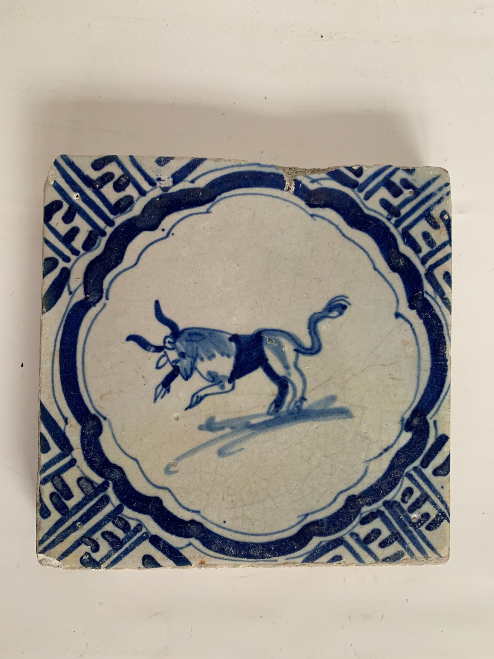 Antique Dutch Tile Representation of a Bull With a Meander | Etsy