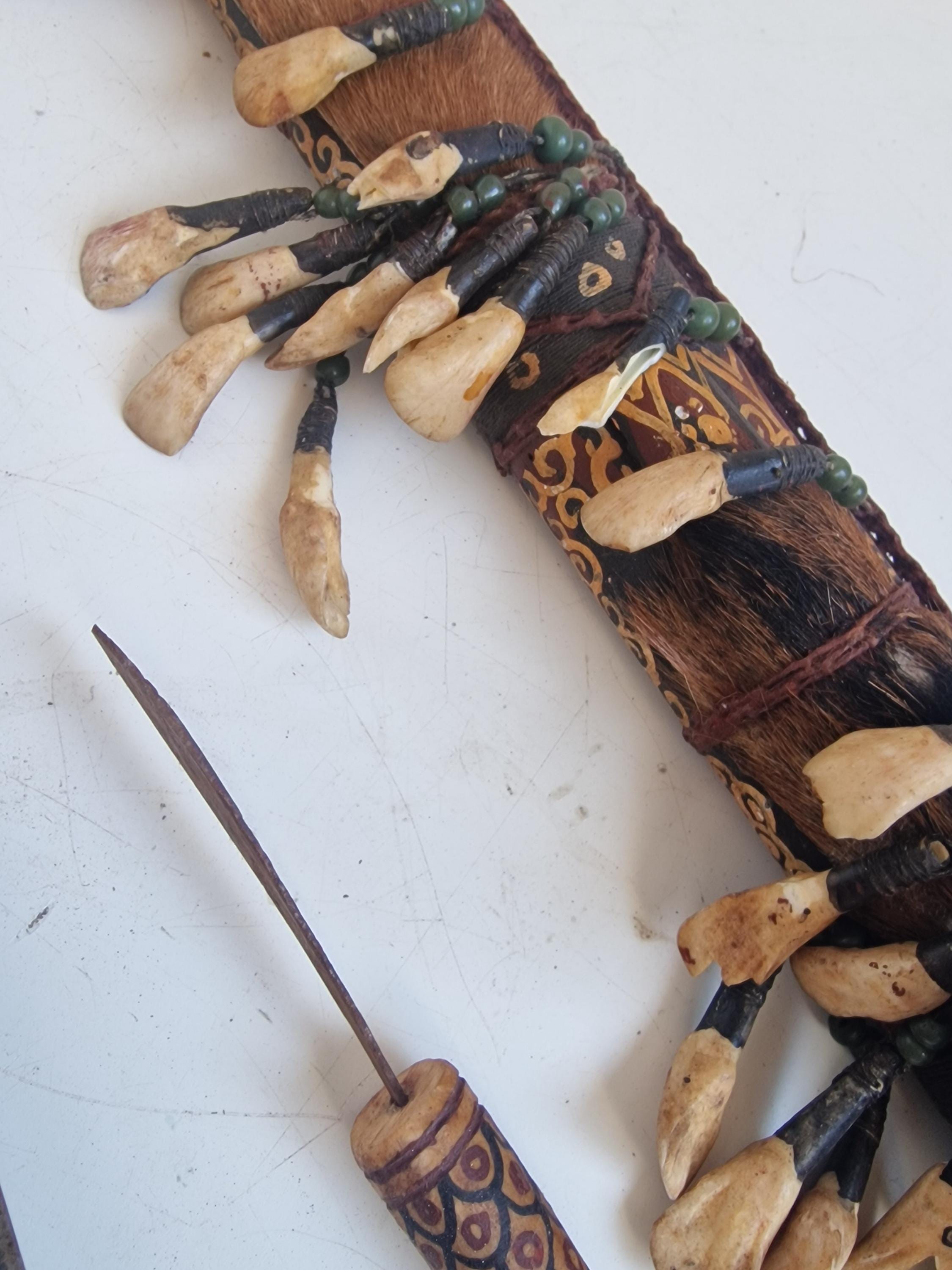 Authentic Dayak Mandau Sword – Tribal Headhunter Weapon With Carved ...