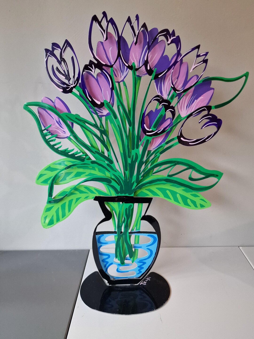 Tzuki Art Vase of Tulips 3d Pop Art Cartoon Tulips Object, Signed ...