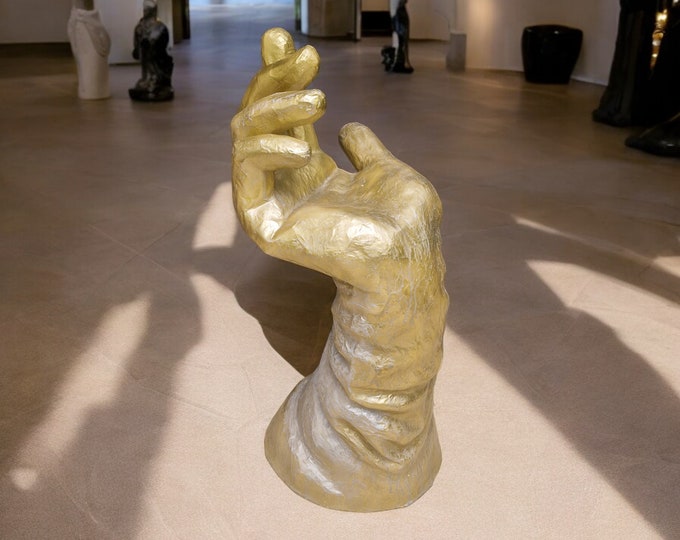 XXL Golden Hand Sculpture Figure, Vintage Hand, Gilded Large Floor ...