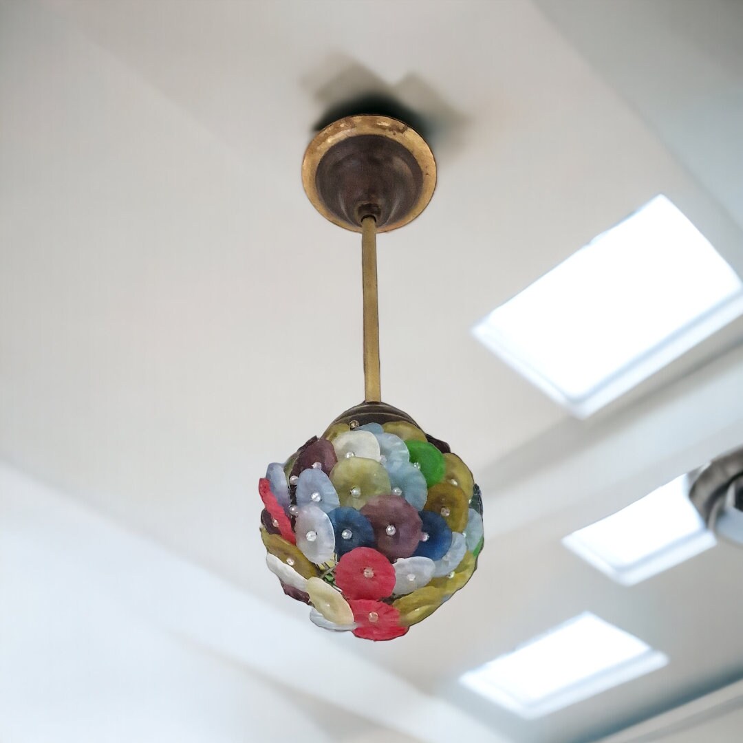 Chique Italian Murano Clear Multicolore Flower Pearl Heart Glass Lamp ...