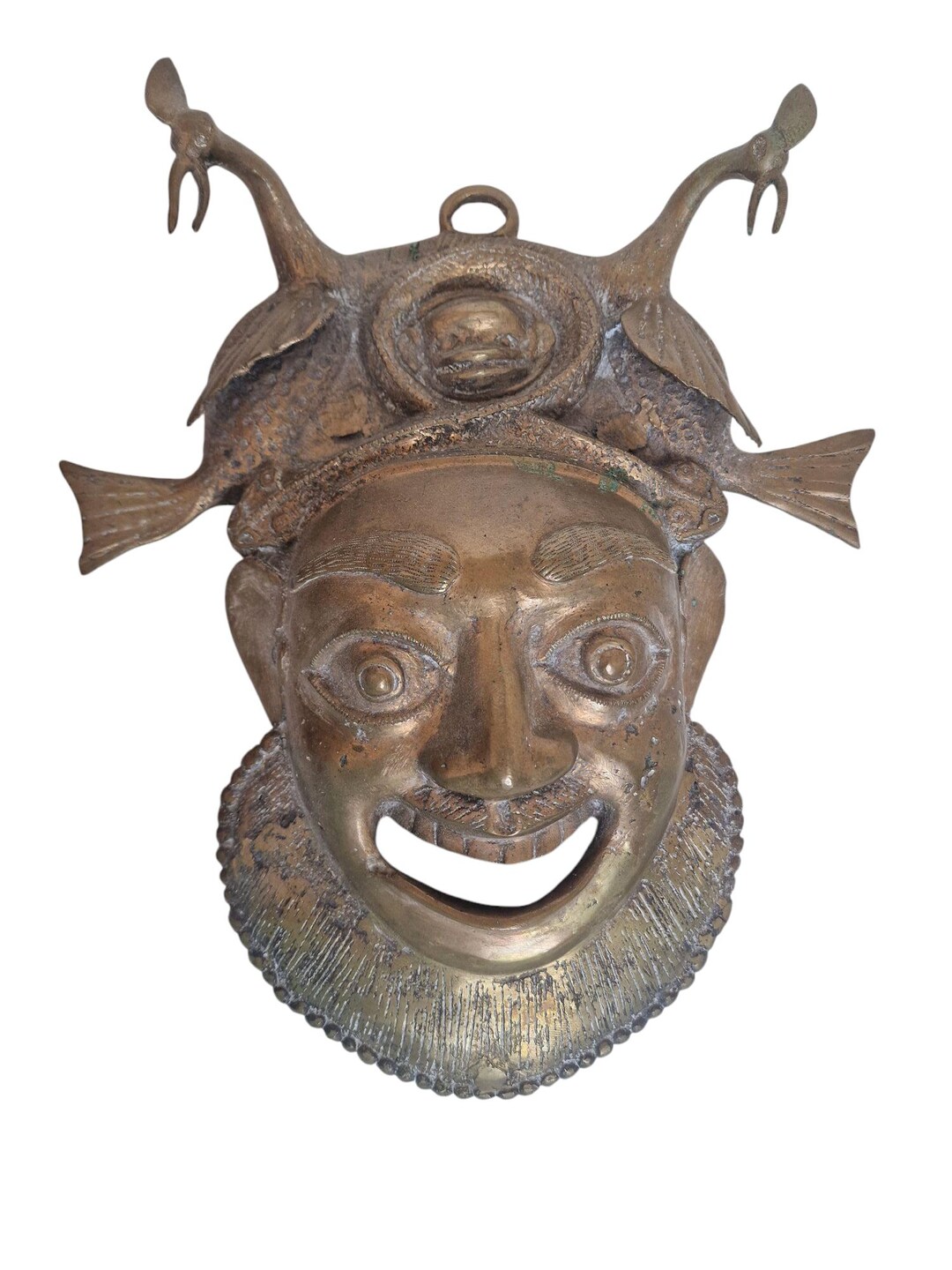 Large Antique Tribal Bronze Mask – Bastar Folk Art – Grotesque Sea ...