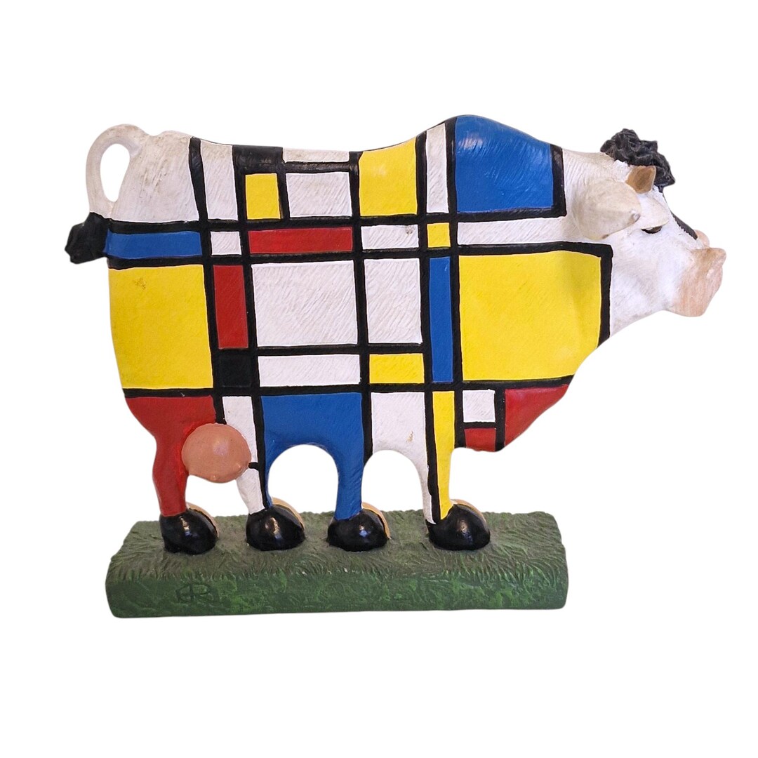 Mondricow Mondriaan Dutch Art Figurine Cow, Resin, 1 Side the Dutch ...