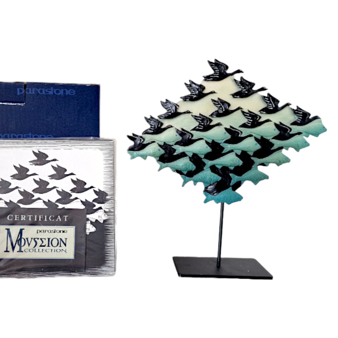 MC Escher ART Sculpture, Metamorphose, Sea and Sky, With Birds and ...