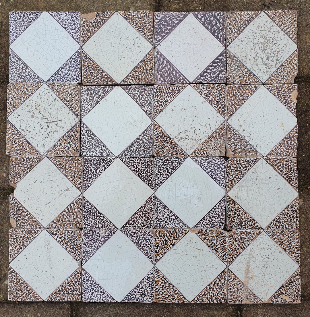 16 X 17th Field of Antique Dutch Tiles Dotted Diamond 17th Antique Dutch Delft Tile 17th Century ...