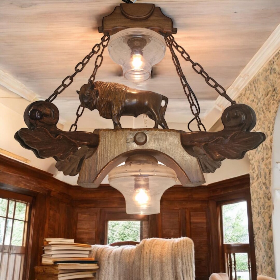 Xl Cottage Estate Bull Hanglamp Groot Robuust Met Stier, 1930-1950 ...
