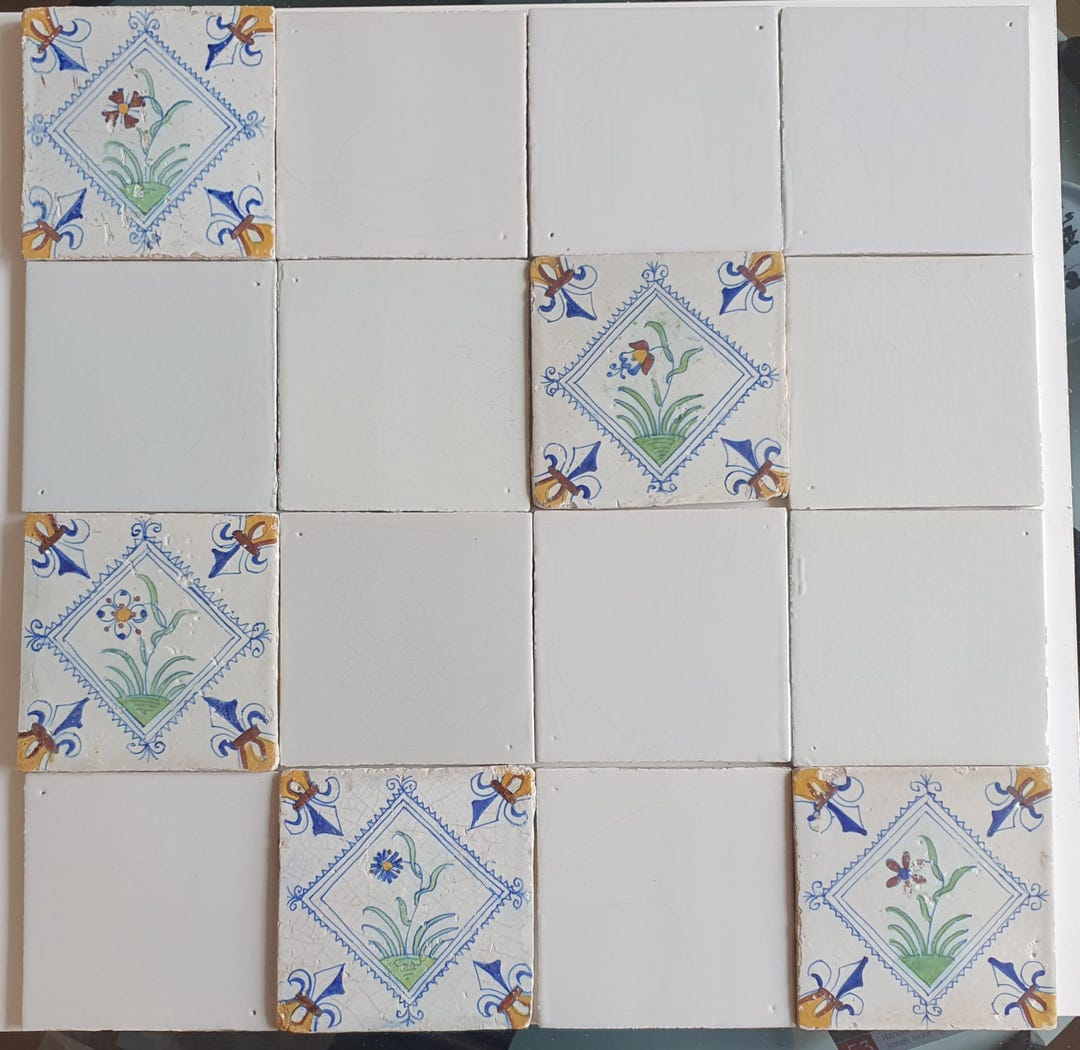 16 Delft Tiles Dutch White Tilefield Field Ca 13x13 Cm Build-in Perfect ...