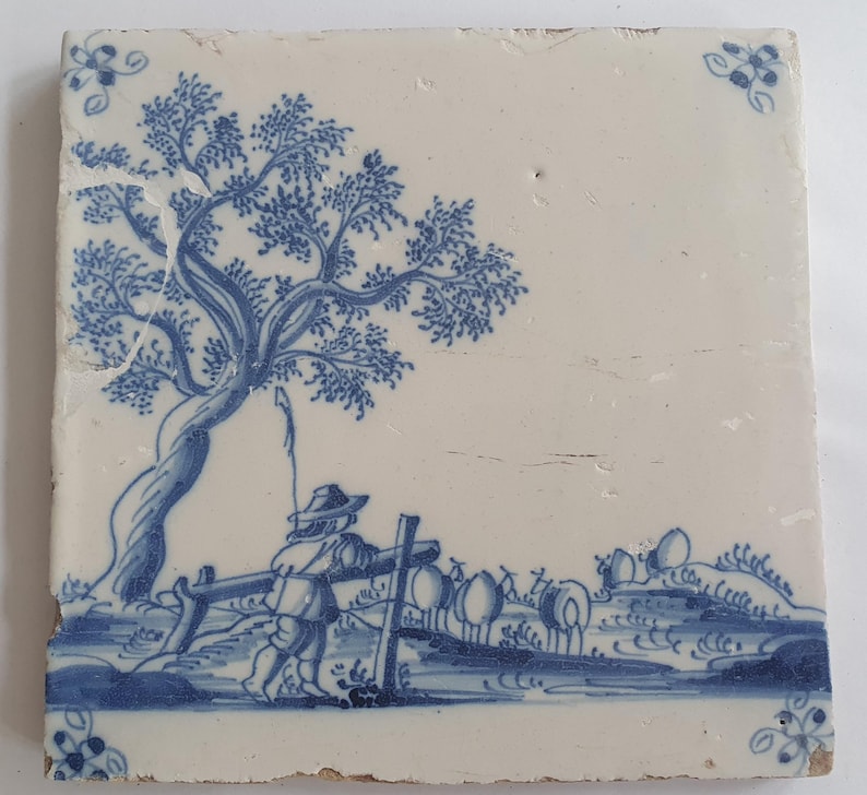 Antique Delft Tile, 1700s Shepherd Scene, Dutch Majolica - Etsy Australia