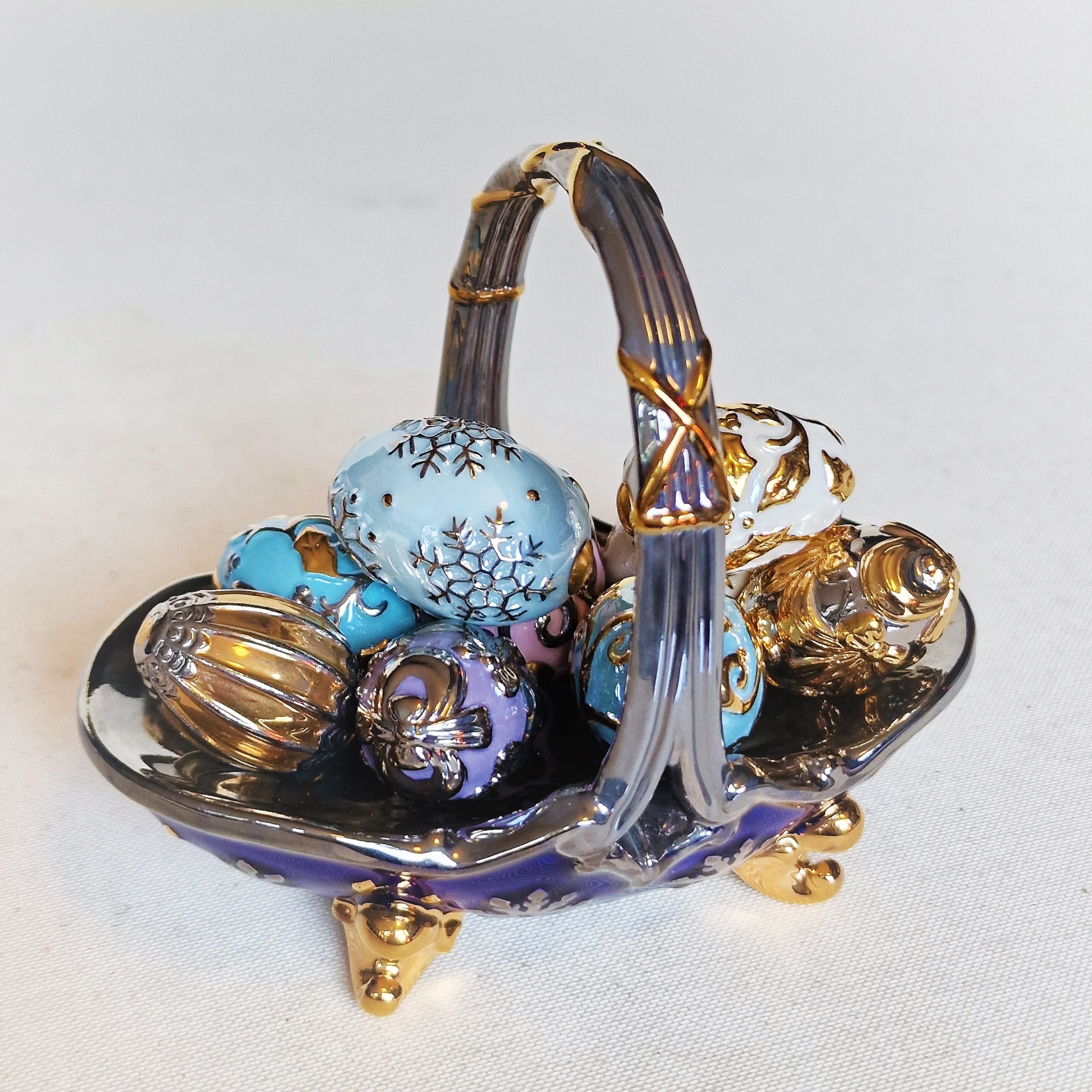 Fabergé Winter Egg Basket 9 Fabergé Eggs in Goldgided Basket - Etsy
