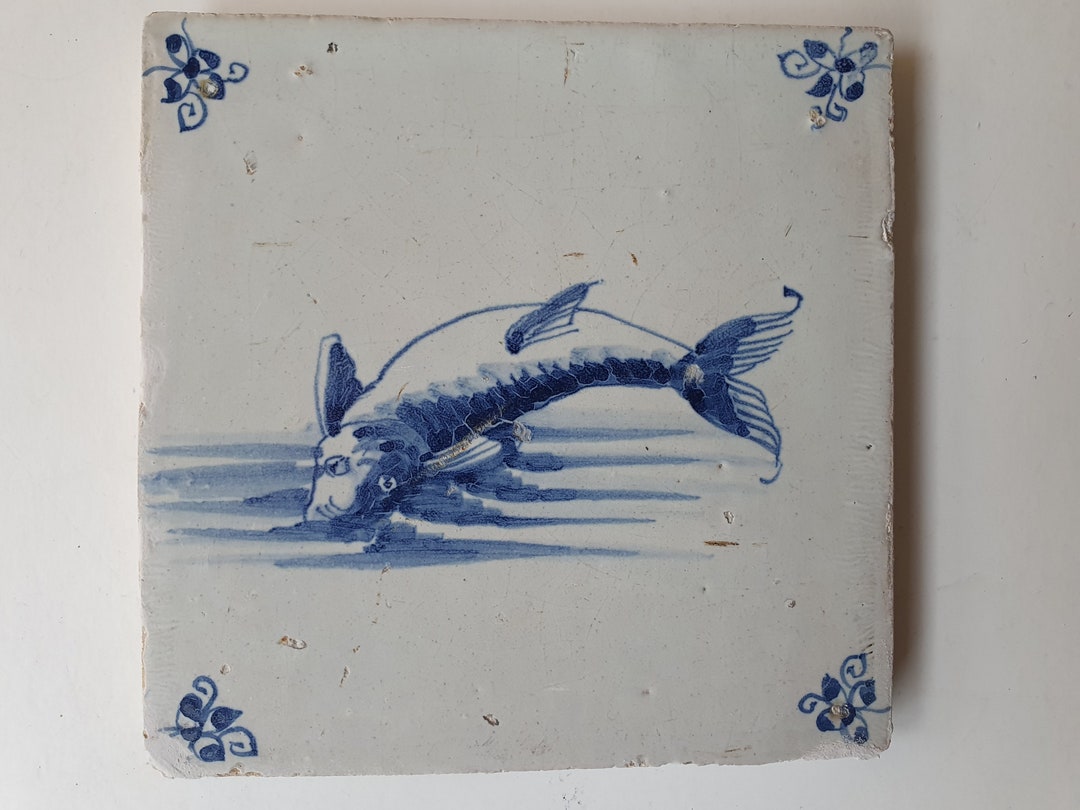 Antique Dutch Delft Tile – Fish Design, 17th Century - Etsy