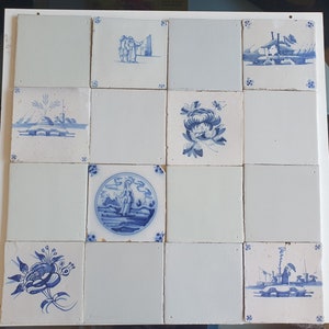 16 X Handmade Delft Tiles Dutch White Build in for Tilefield Field ...