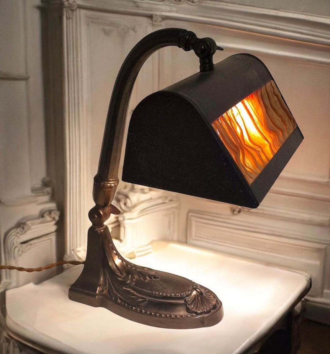Art Nouveau Desk Lamp, Jugendstil Clerk Lamp, Adjustable Shade - Etsy