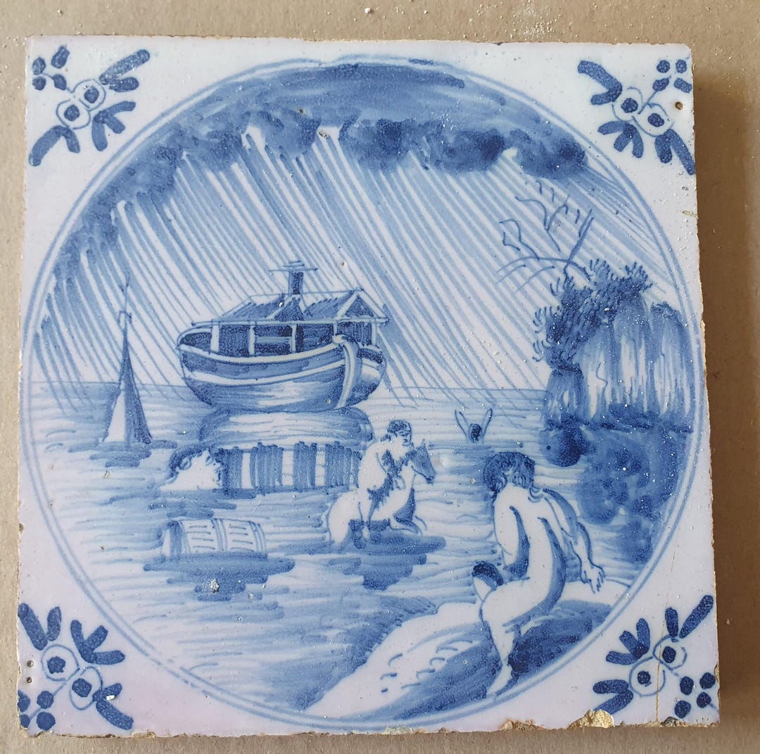 Antique Delft Tile, Biblical Scene, Dutch Blue, 1780 - Etsy